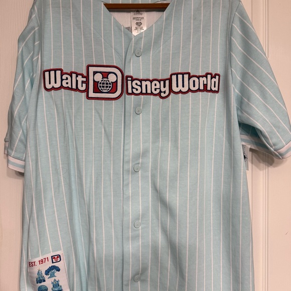 Disney | Tops | Disney Light Blue And White Striped Jersey | Poshmark